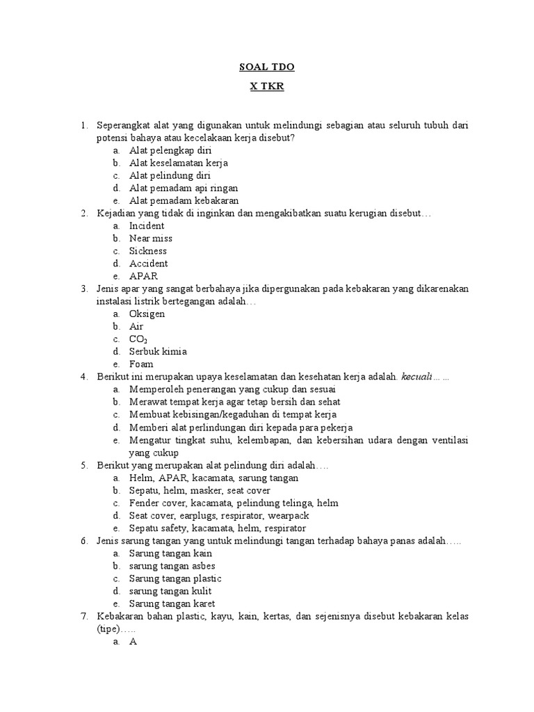 Soal Tdo X TKR | PDF