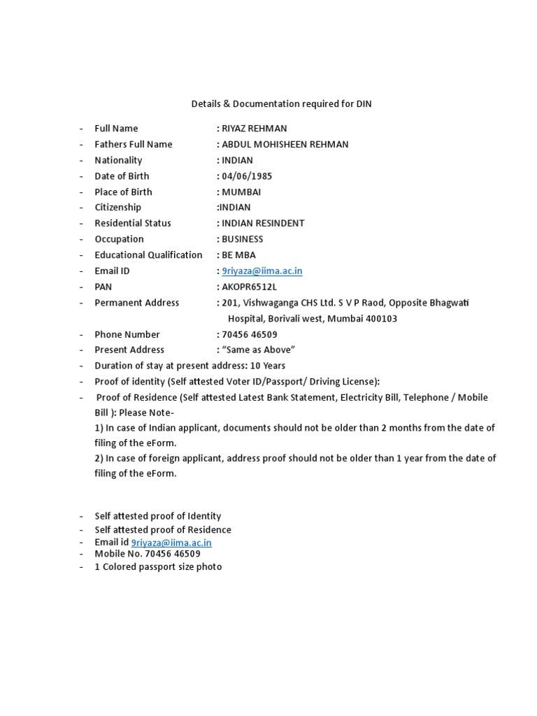 List of Requirements - DIN | PDF