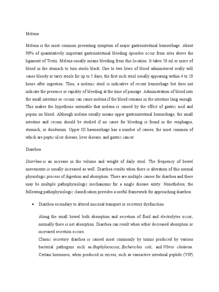 Melena, Diarrhea, Nausea | PDF | Diarrhea | Stomach