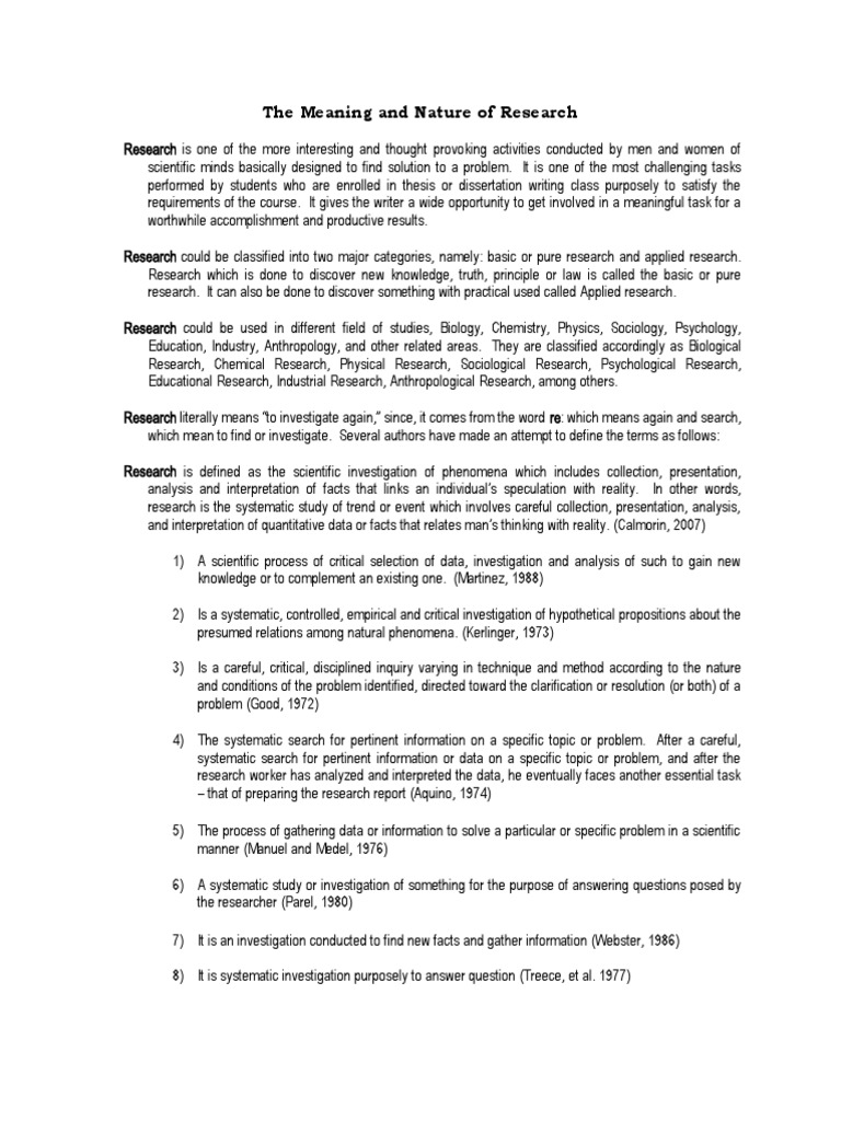 Meaning and Nature of Research | PDF | Scientific Method | Experiment