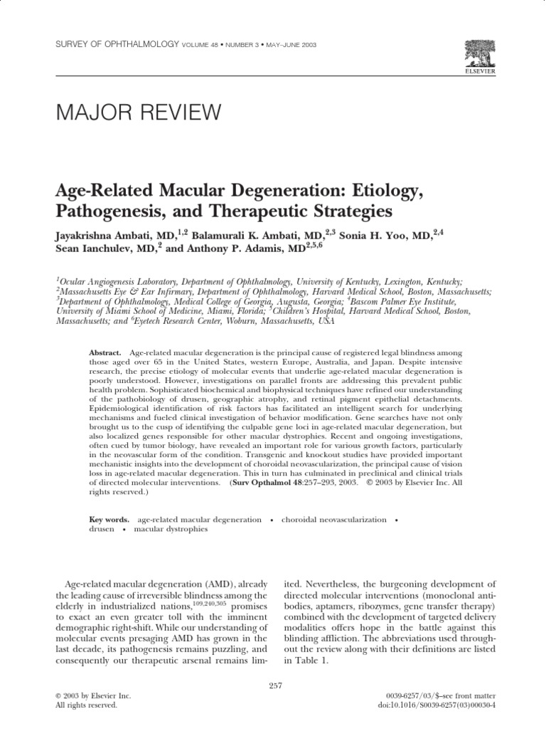 AMD: Causes, Pathogenesis, Treatments | PDF | Medical Specialties ...