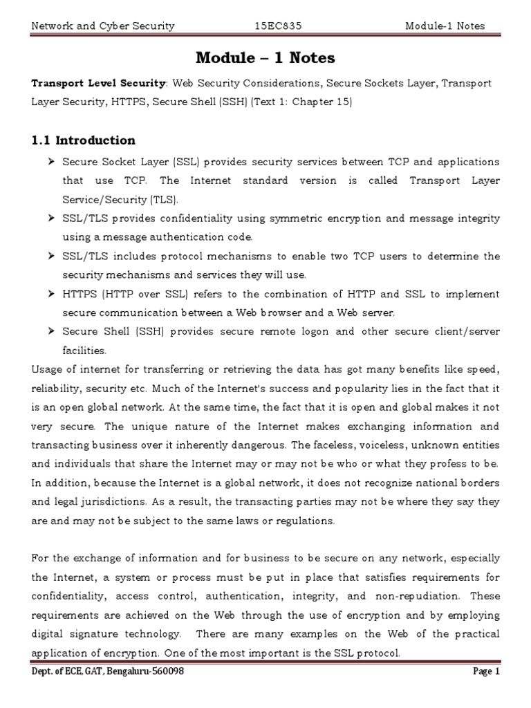 Module - 1 Notes: Transport Level Security: Web Security Considerations ...