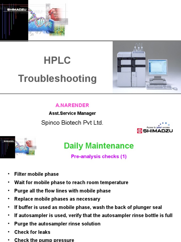 HPLC Troubleshooting: Spinco Biotech PVT LTD | PDF | Chromatography | Pump