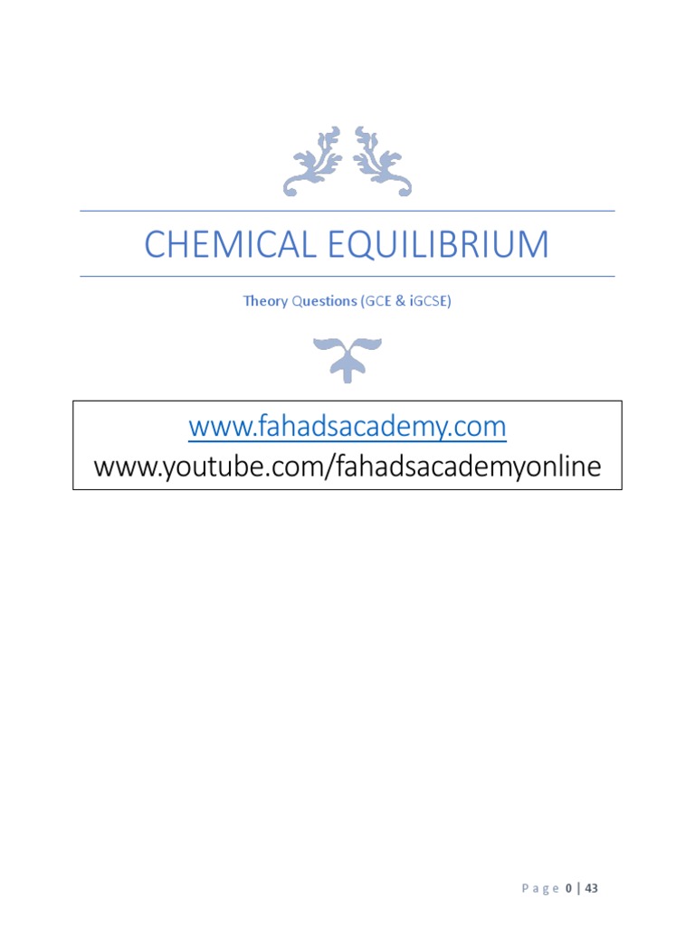 Chemical Equilibrium Igcse Theory Questions | PDF