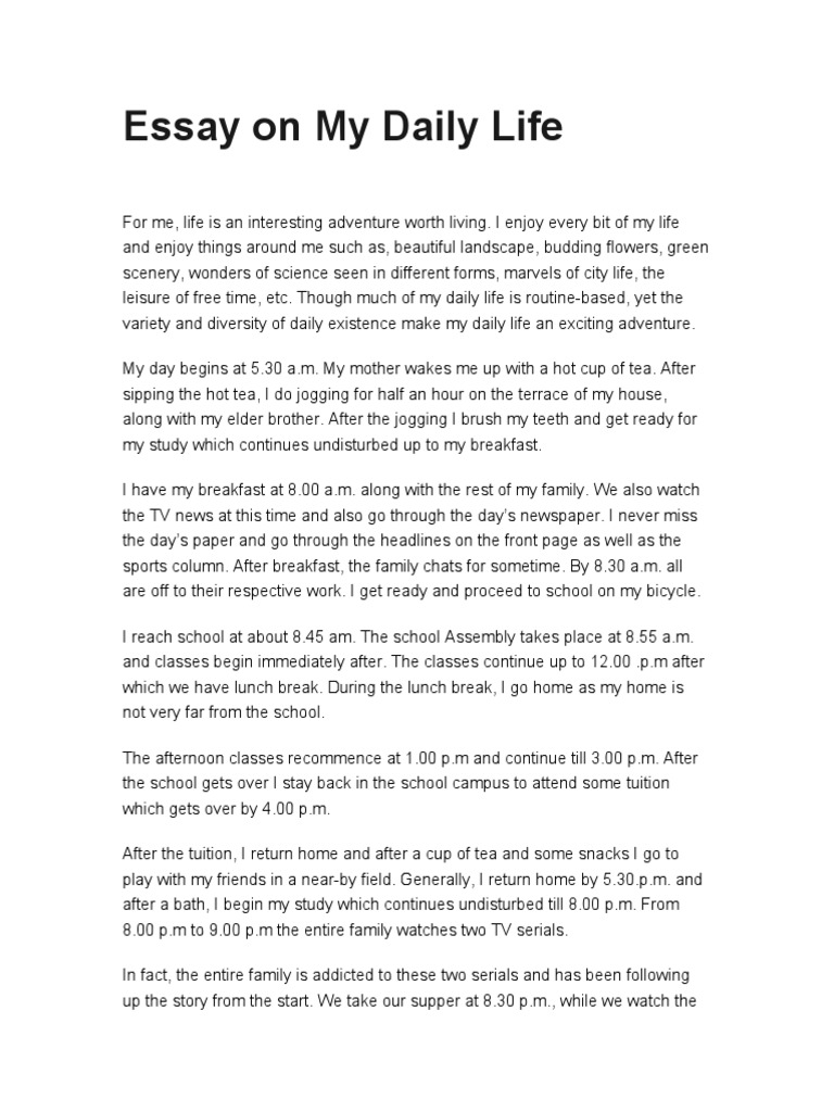 Daily Life Essay | PDF