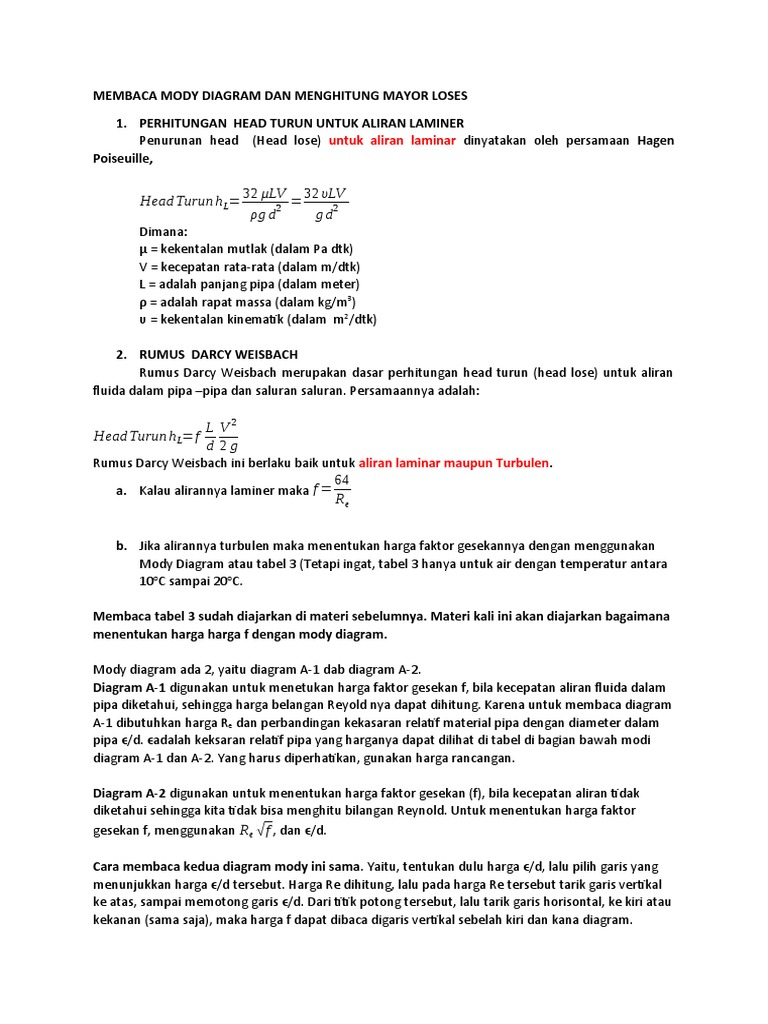 Menghitung Head Loss dengan Mody Diagram | PDF | Metode & Bahan Ajar ...