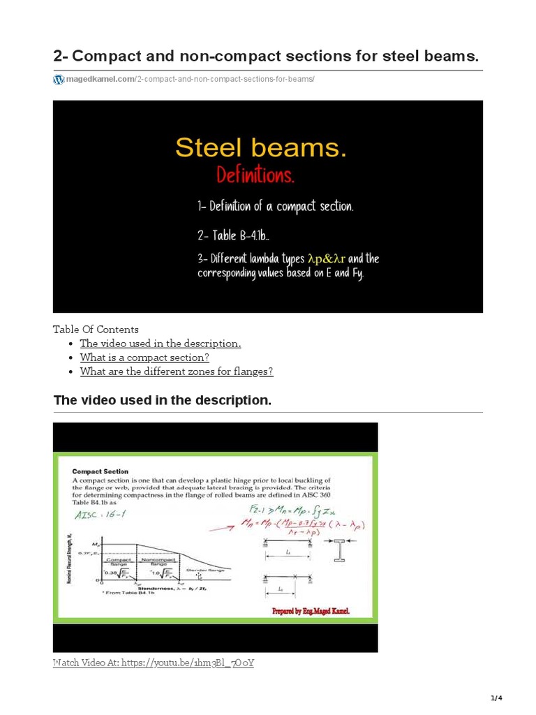 2 - Compact and Non-Compact Sections For Steel Beams | Download Free ...