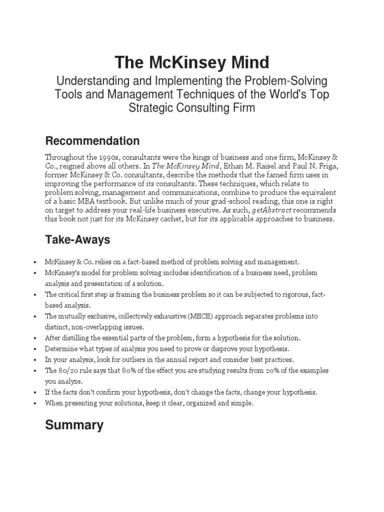The McKinsey Mind | PDF | Mc Kinsey & Company | Hypothesis