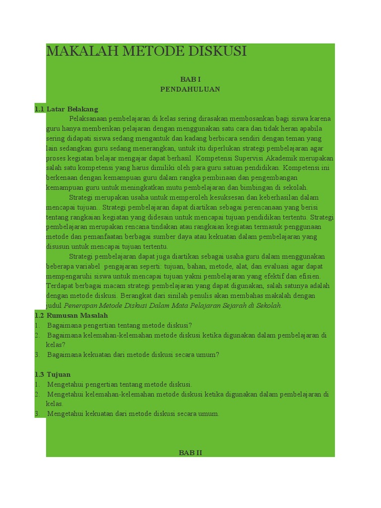 Kelemahan dan Kekuatan Metode Diskusi | PDF