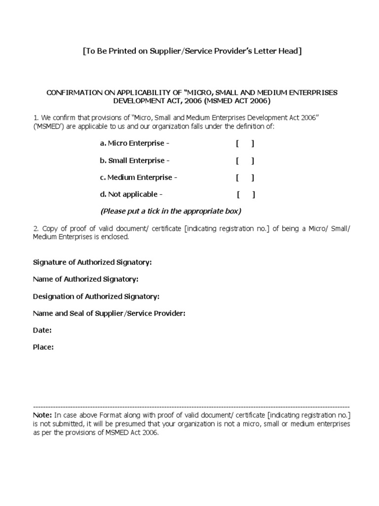 MSME Confirmation Letter Format | PDF | Business