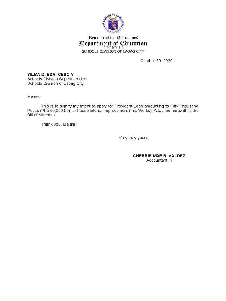 Provident Loan Letter of Intent | PDF