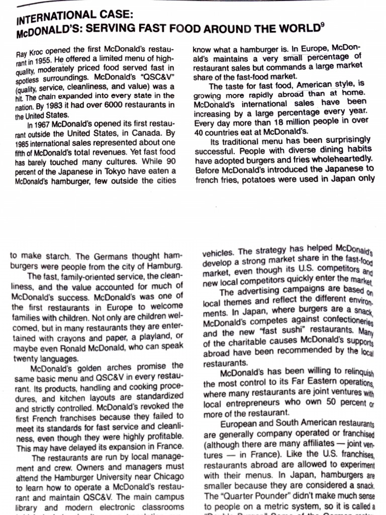 Case Study FOm | PDF | Fast Food | Mc Donald's