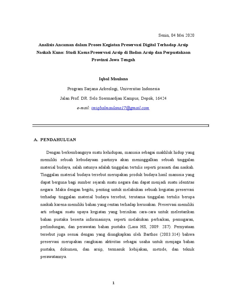 Analisis Ancaman Dalam Proses Kegiatan Preservasi Digital Terhadap ...