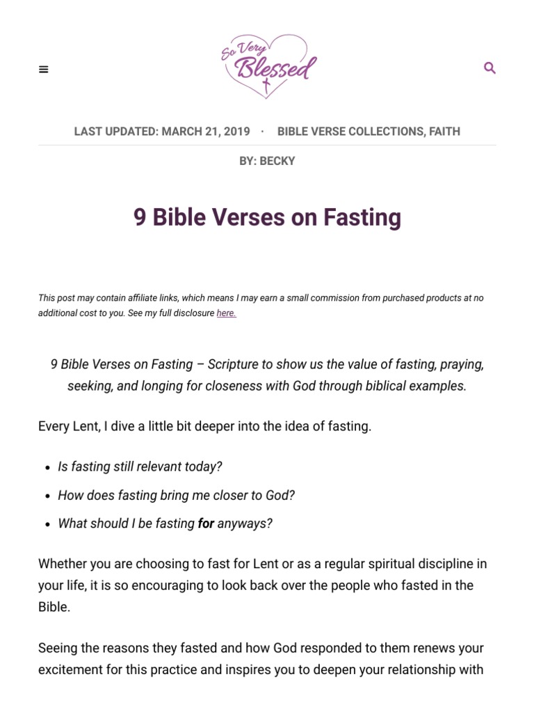 9 Bible Verses On Fasting | PDF | Fasting | Bible