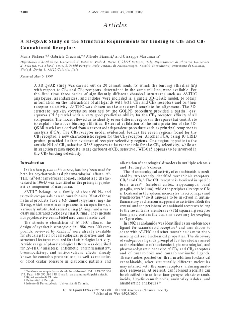 J. Med. Chem., 2000, 43 (12), PP 2300-2309 | PDF | Ligand (Biochemistry ...