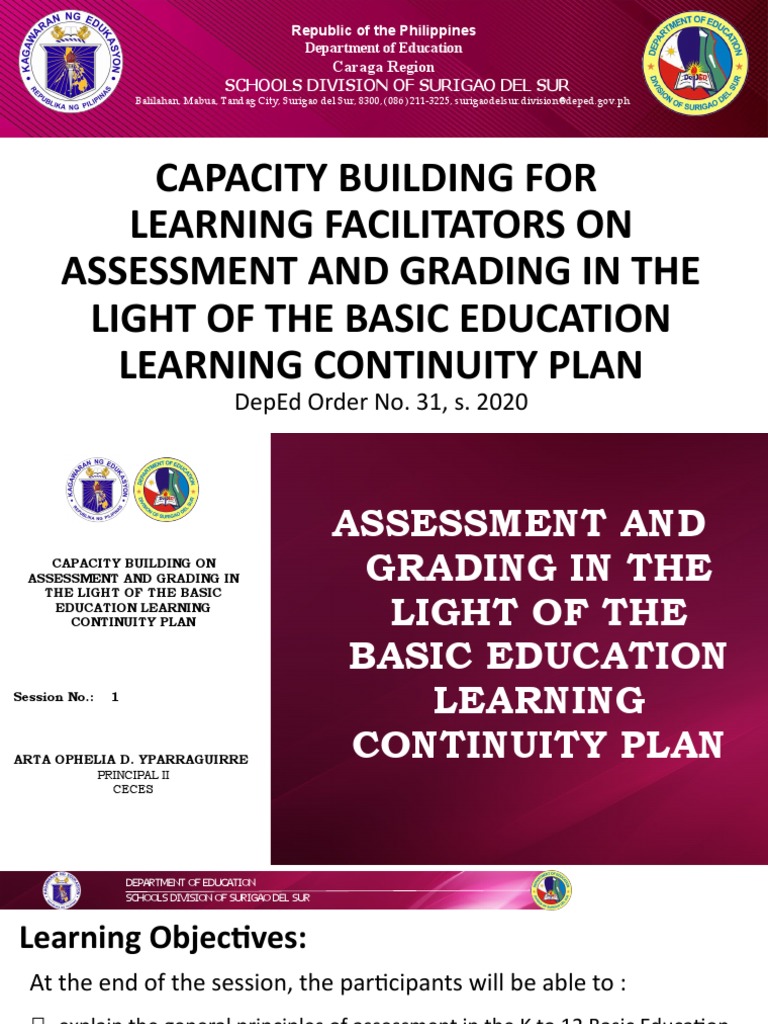 Capacity Building For Learning Facilitators On Assessment and Grading ...