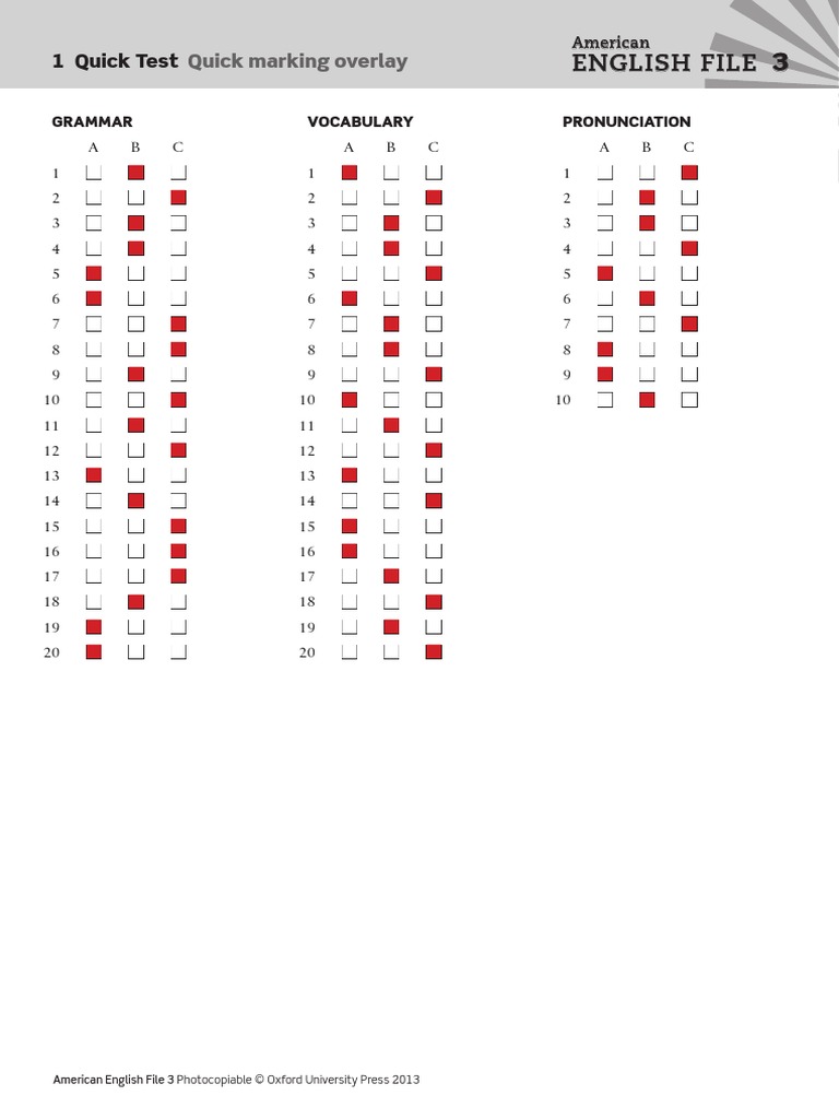 AEF3 File1 QuickTest AnswerKey | PDF