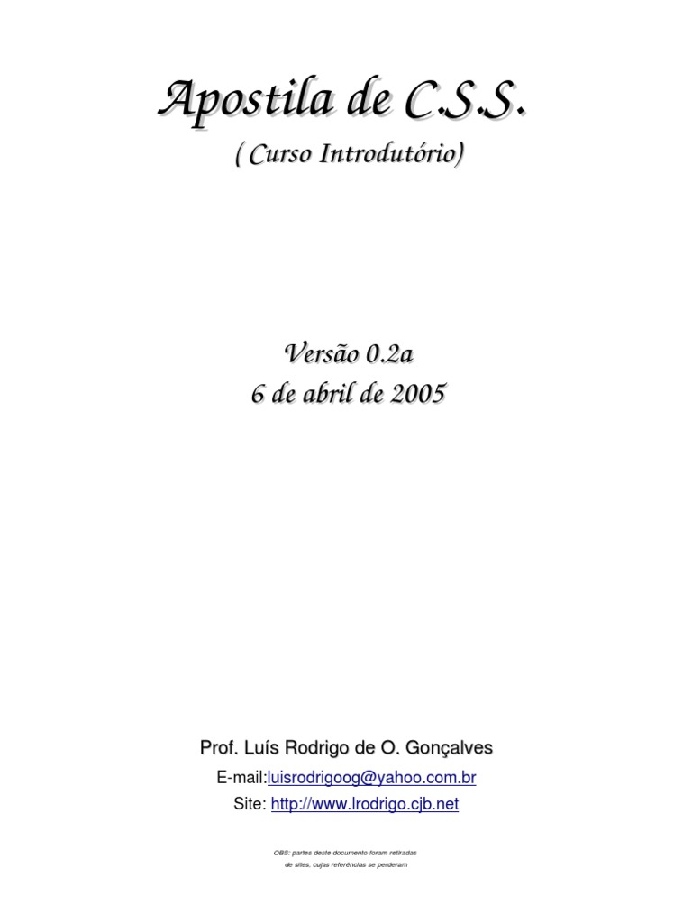 Apostila De Css Curso Introdutório Luís Rodrigo De O Gonçalves