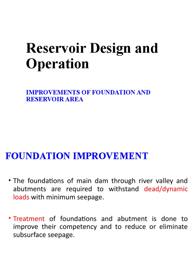Reservoir Foundation Improvement and Operation: A Guide to ...