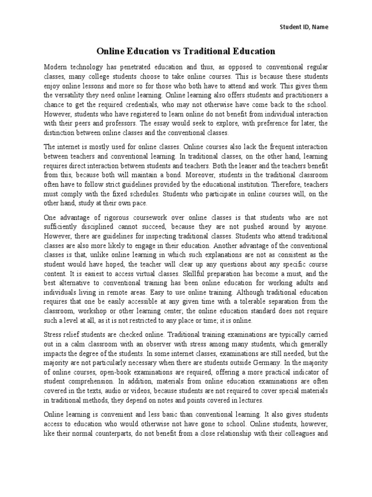 Online Education Vs Traditional Education | PDF | Distance Education ...