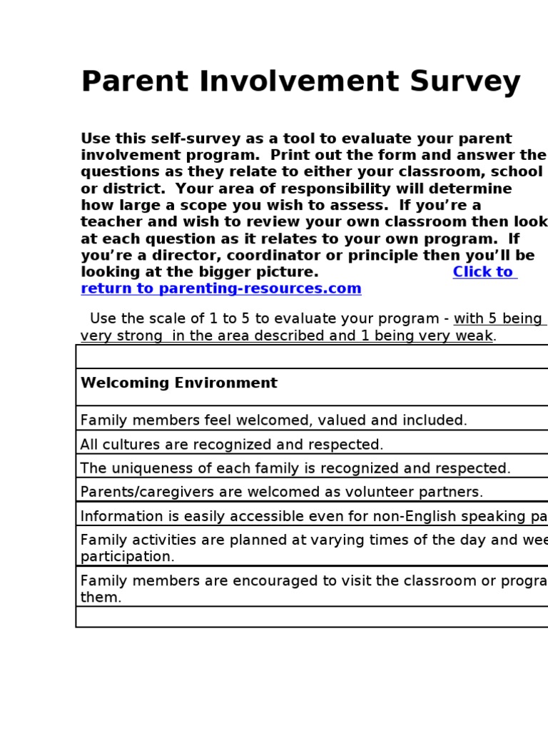 Parent Survey Question | PDF | Caregiver | Parenting