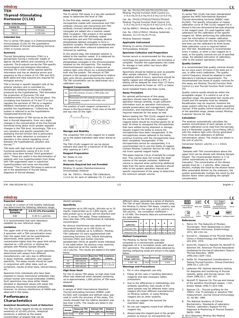 TSH Thyroid-Stimulating Hormone (CLIA) : Catalog No. Package Size | PDF ...