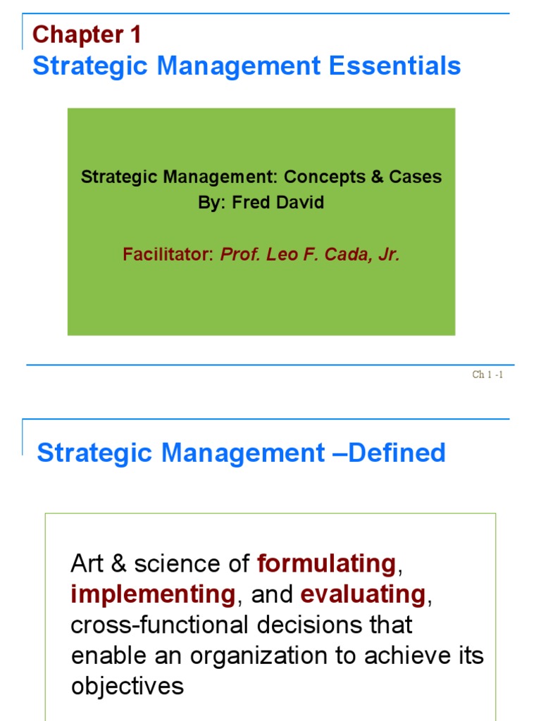 Strategic Management Essentials Chapter 1 Overview | PDF | Strategic ...