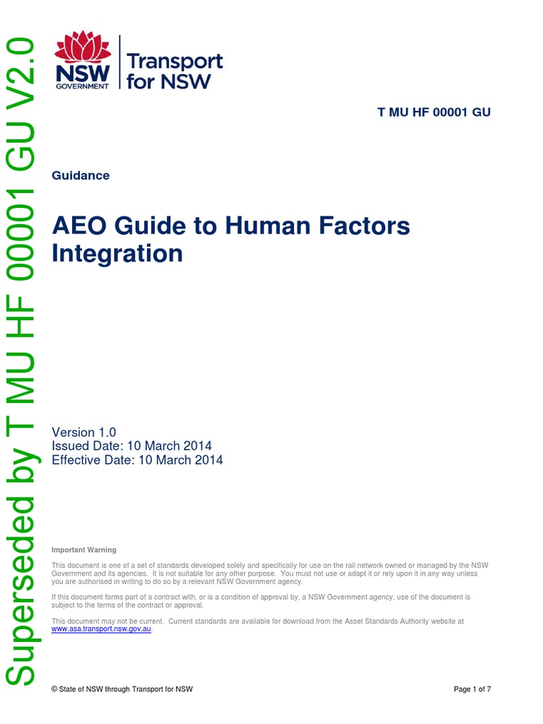 AEO Guide To Human Factors Integration: T Mu HF 00001 Gu | PDF | Human ...