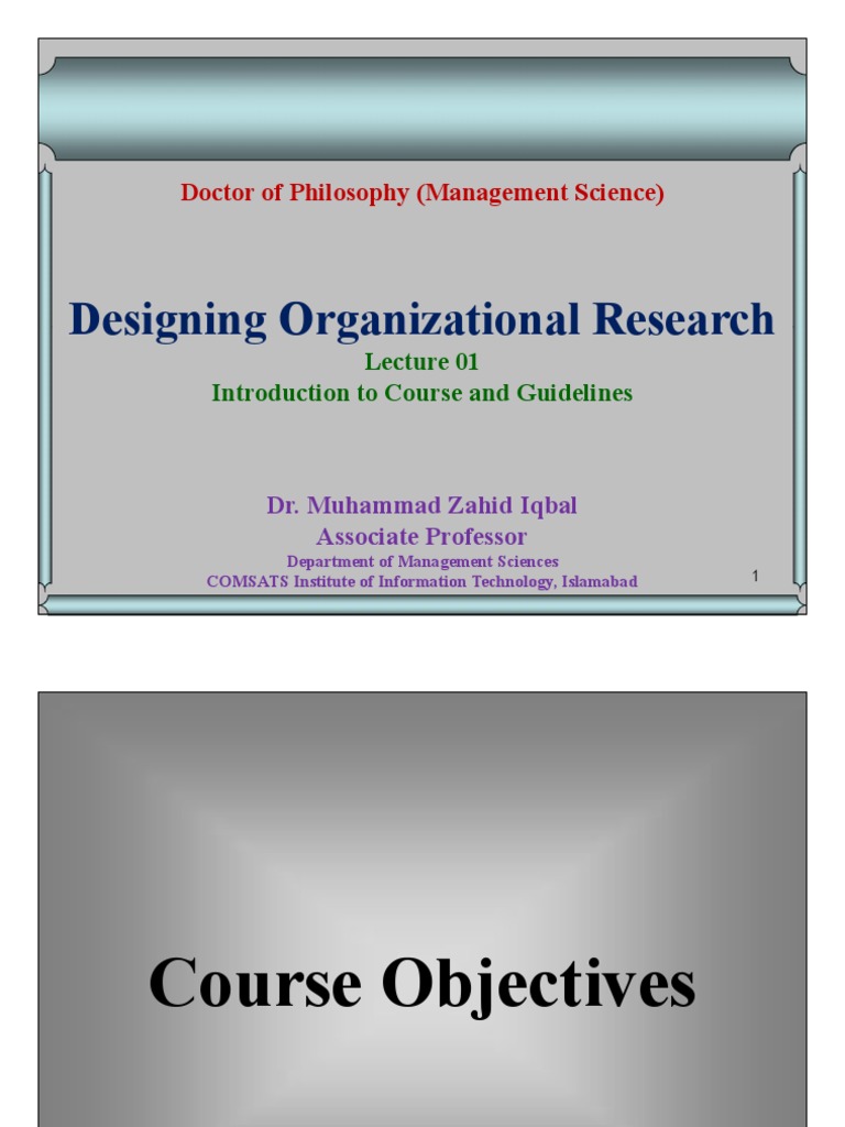 Designing Organizational Research Designing Organizational Research ...