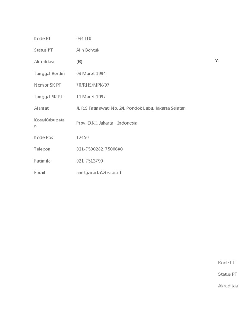 Akreditasi BSI | PDF