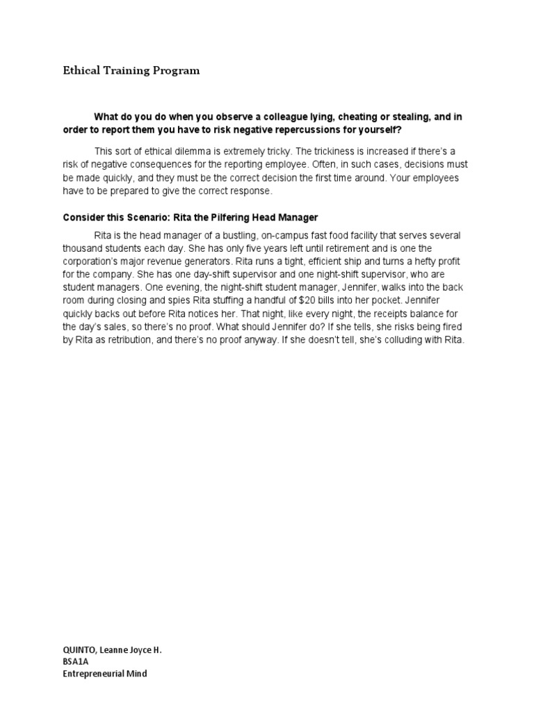 Ethical Training Program | PDF