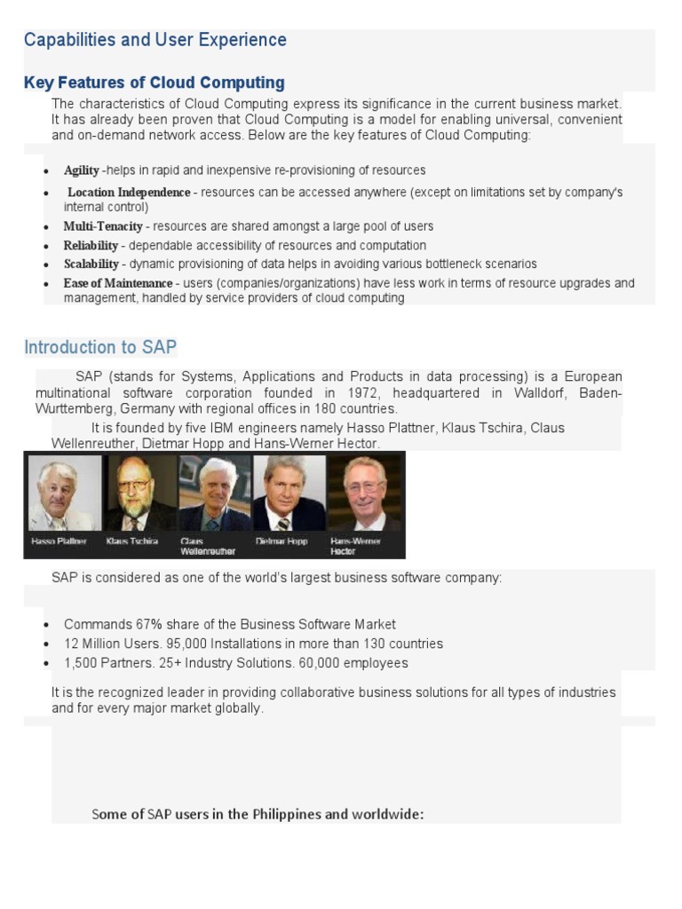 Capabilities and User Experience | PDF | Cloud Computing | Enterprise ...