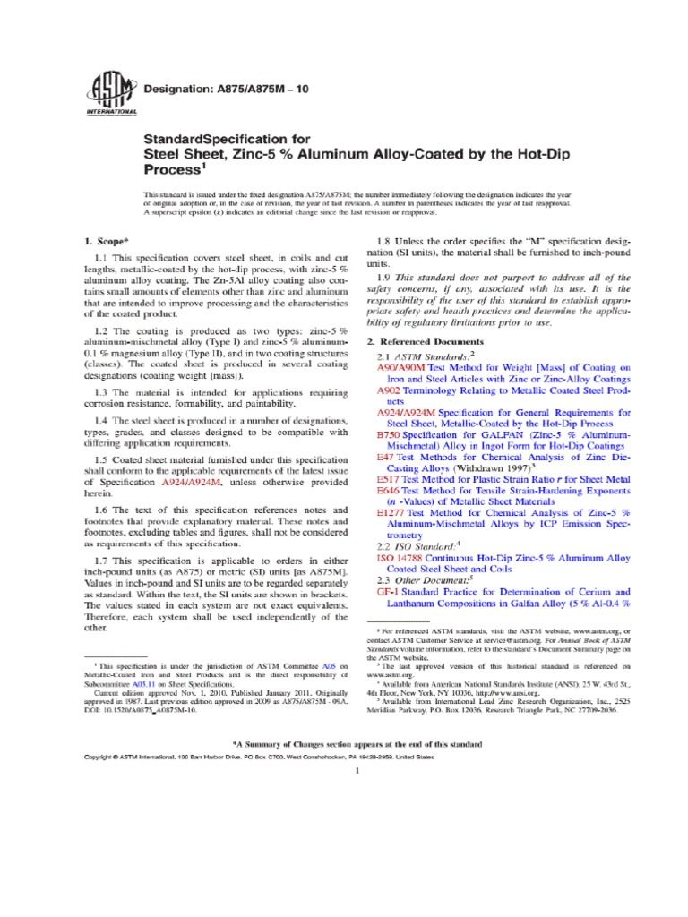 Astm A875-10