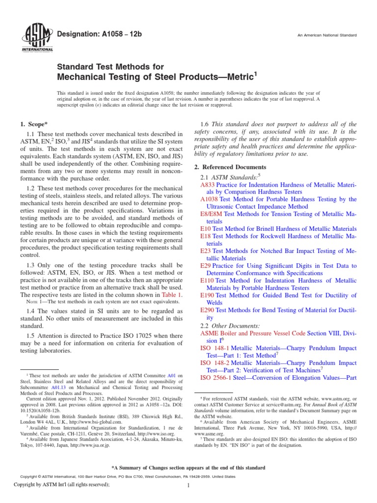 Astm A1058 | PDF | Sheet Metal | Hardness