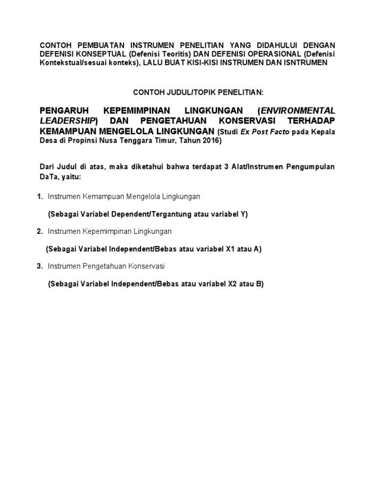 File 4 CONTOH PEMBUATAN INSTRUMEN PENELITIAN | PDF