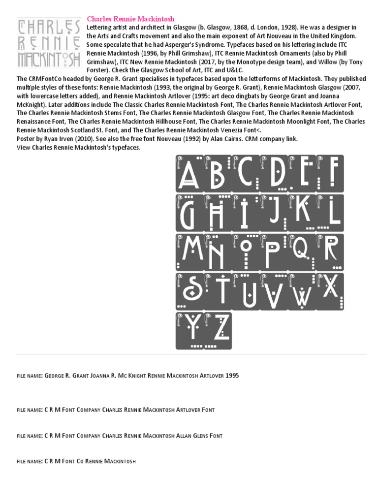 Rennie Mackintosh Typeface Overview | PDF | Typefaces | Typography