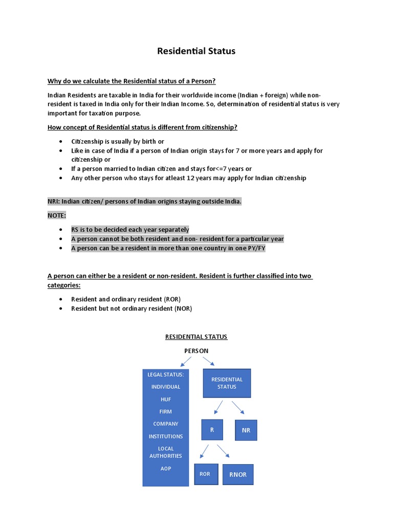 Residential Status: Why Do We Calculate The Residential Status of A ...
