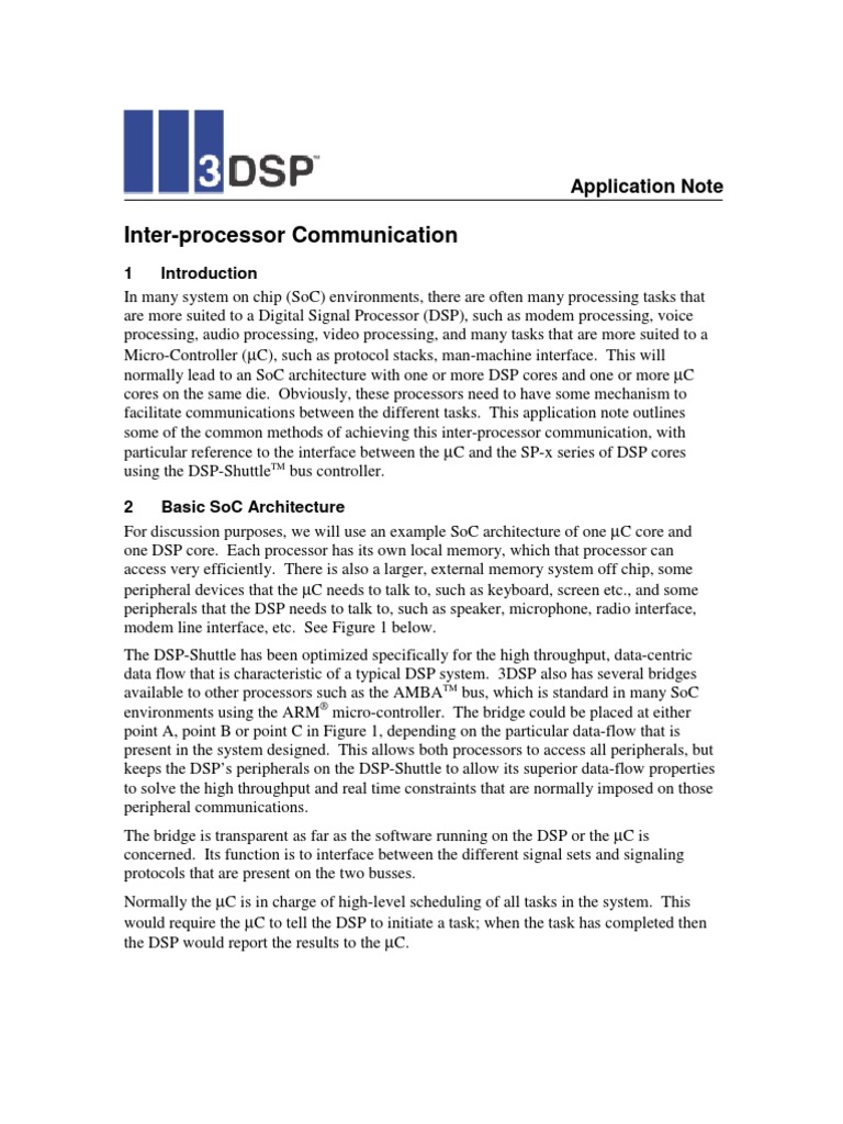 Inter-Processor Communication: Application Note | PDF | System On A Chip | Digital Signal Processor