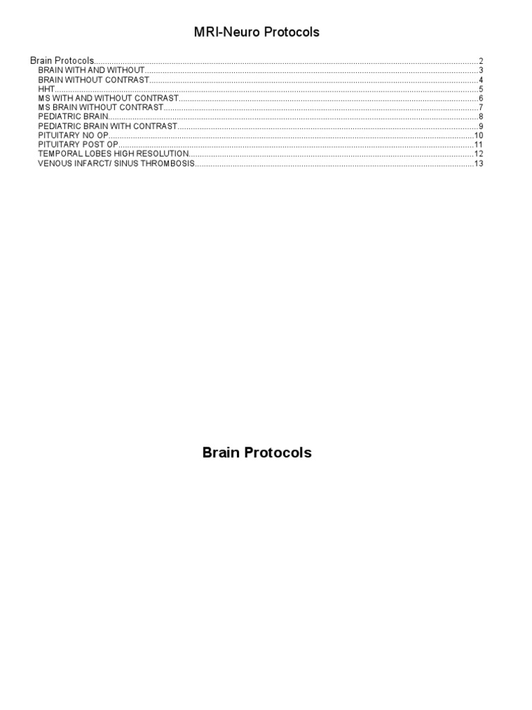 Neuro Mri Protocols | PDF | Computer Vision | Medical Physics