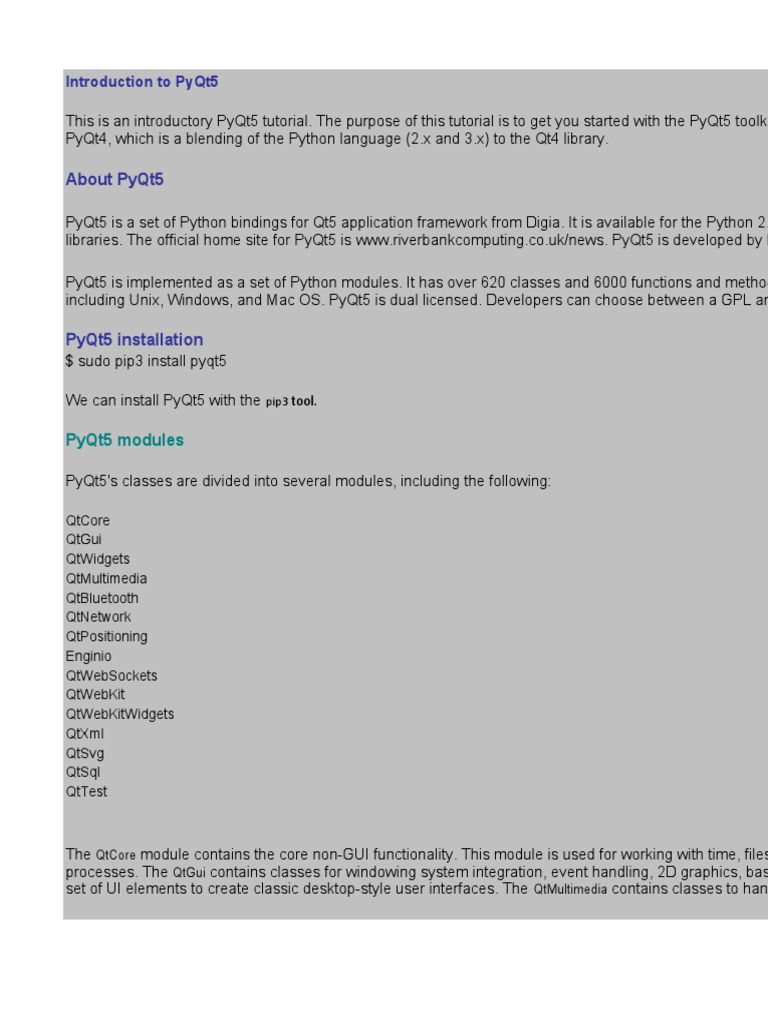 Gui Pyqt5 | PDF | Python (Programming Language) | Library (Computing)