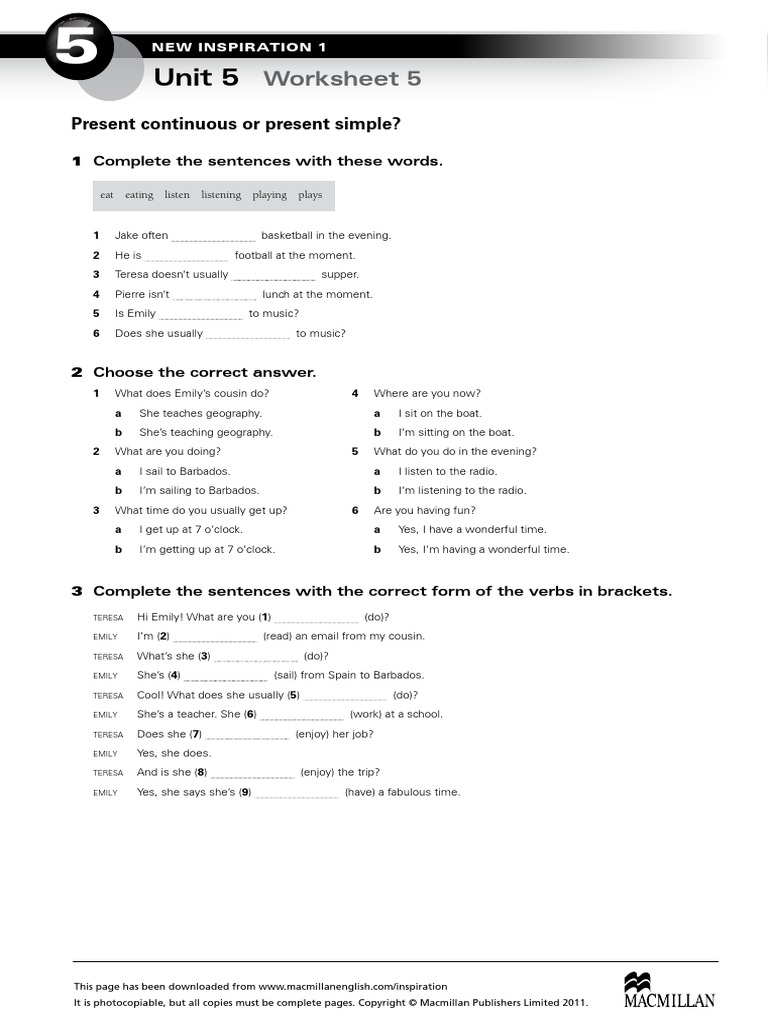 NI1 Grammar Worksheet 5 | PDF | Language Arts & Discipline