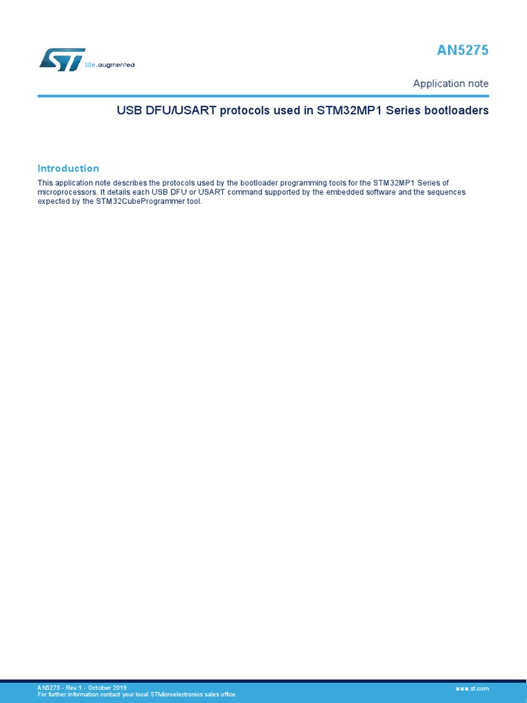 USB DFU/USART Protocols Used in STM32MP1 Series Bootloaders: Application Note | PDF | Booting ...