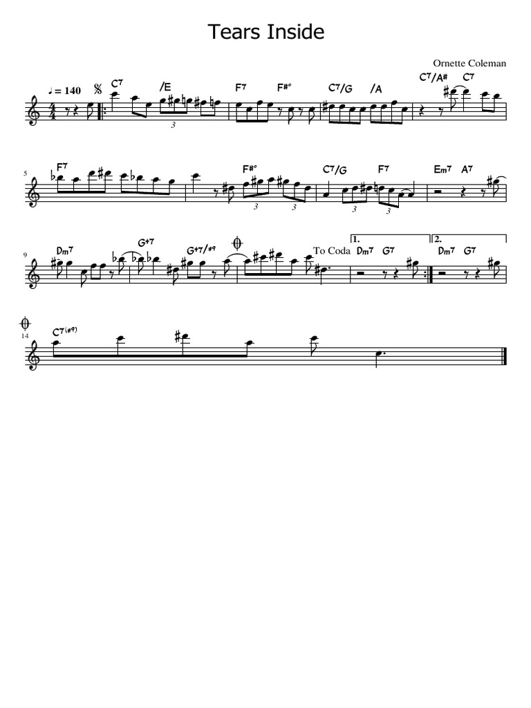 Tears Inside: Ornette Coleman 140 C C /A /A C /G F ° F /E C | PDF
