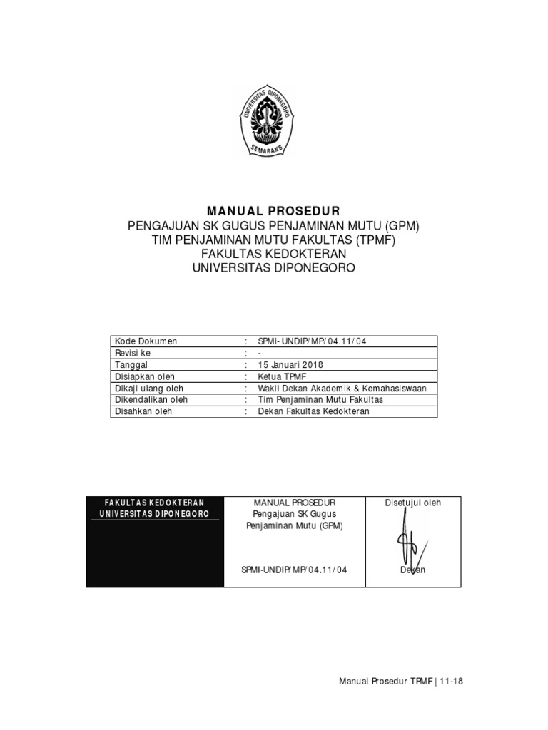 Prosedur Pengajuan SK GPM Fakultas Kedokteran | PDF