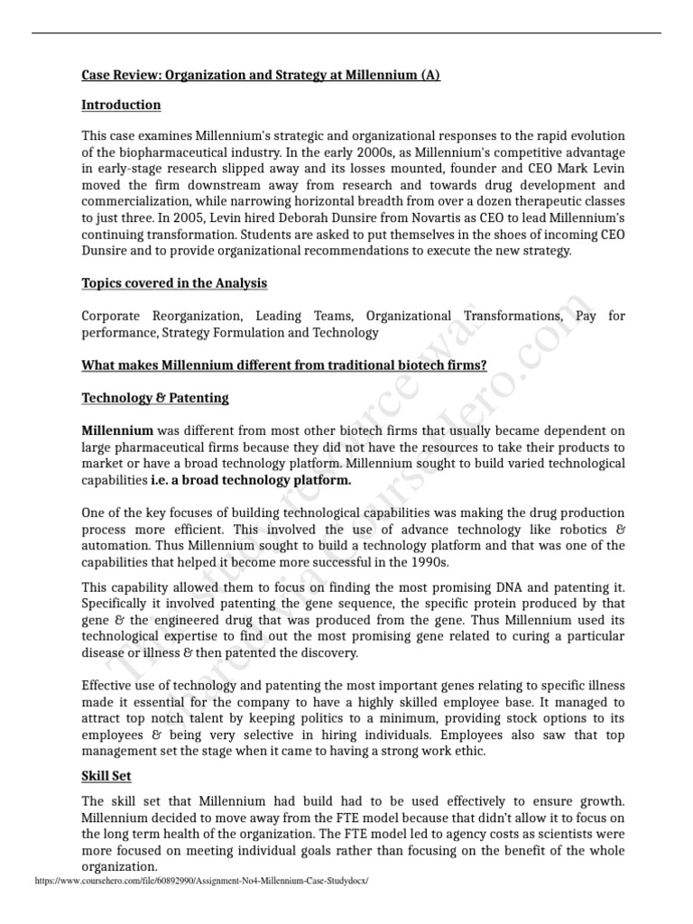 Assignment No.4 Millennium Case Study | PDF