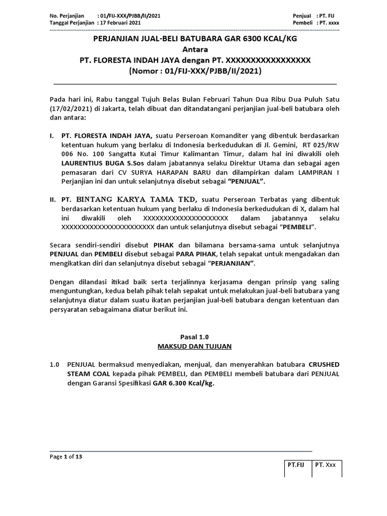 Fij - Kontrak Gar 63 SHB | PDF | Teknologi & Rekayasa