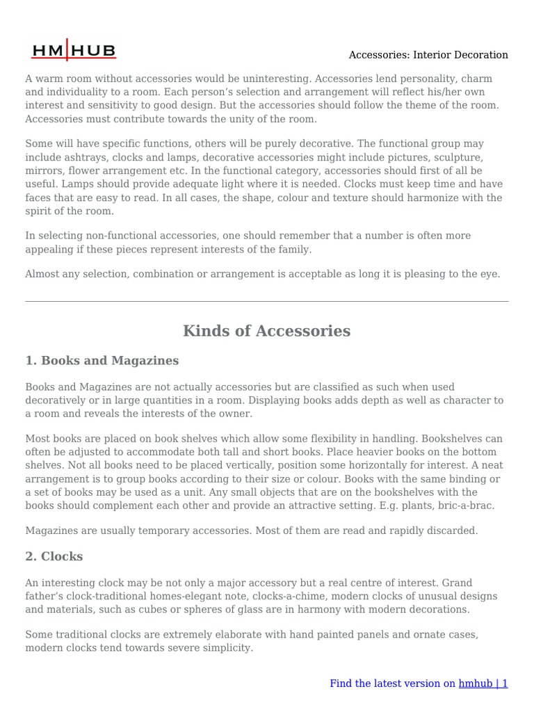Modern Accessories for Interior Design | PDF | Mirror | Interior Design
