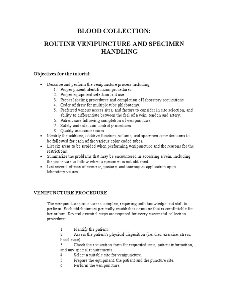 Blood Collection | PDF | Intravenous Therapy | Clinical Medicine