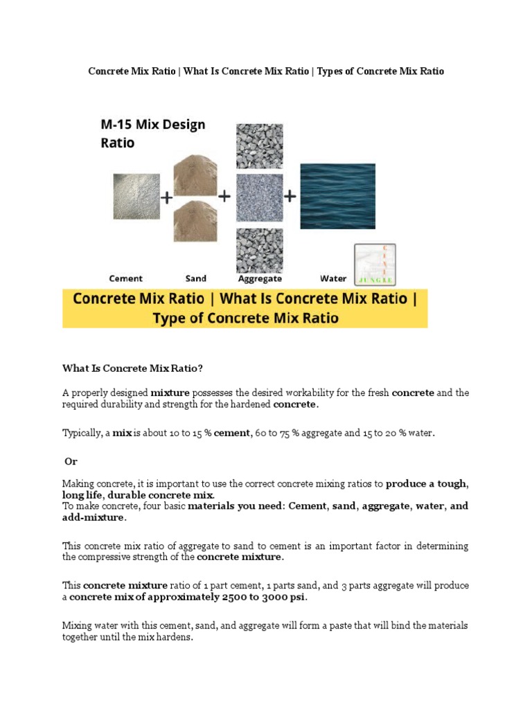 Concrete Mix Ratio | PDF | Concrete | Composite Material