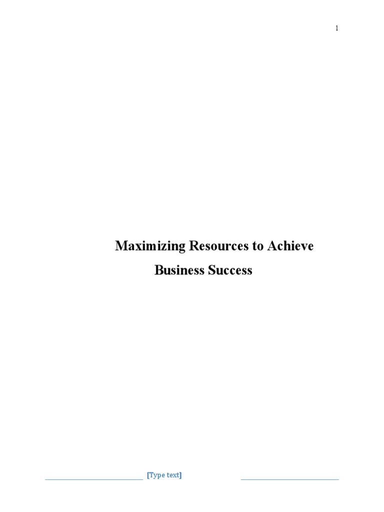 Maximising Resources To Achieve Business 1 | PDF | Performance ...